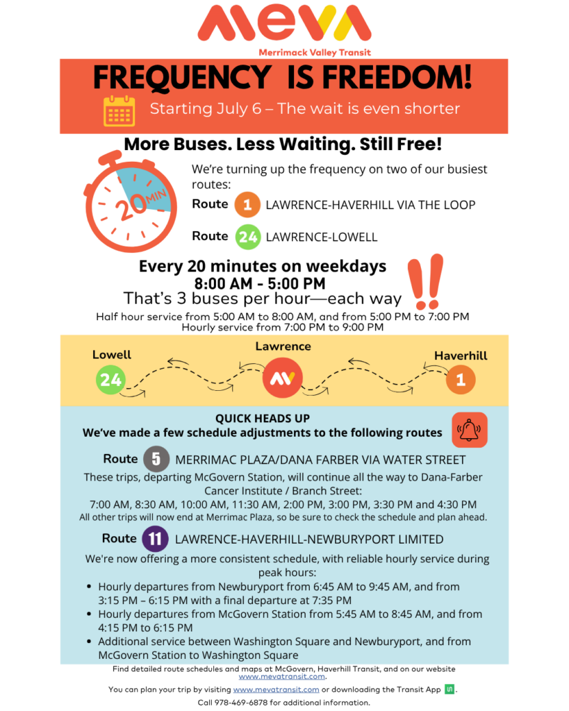 Service adjustments effective July, 6 – MeVa